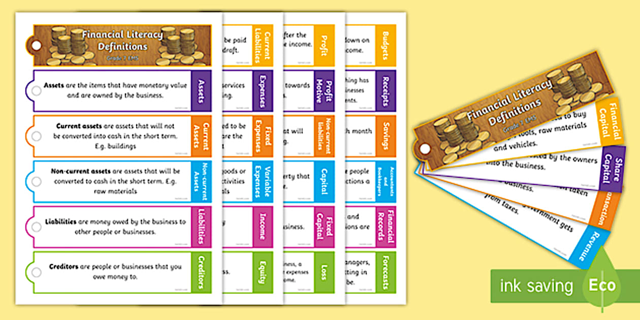 Financial Literacy Definitions Fan Booklet (teacher made)