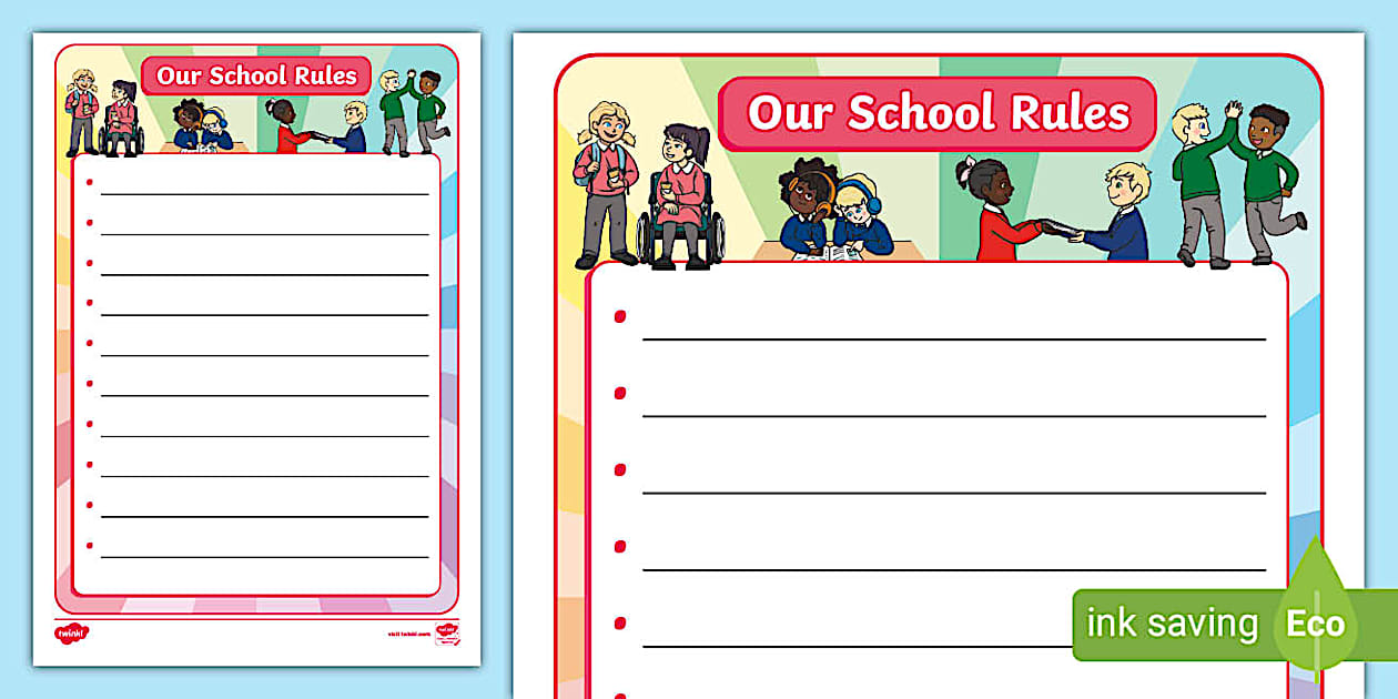 Our School Rules Writing Template (teacher made) - Twinkl