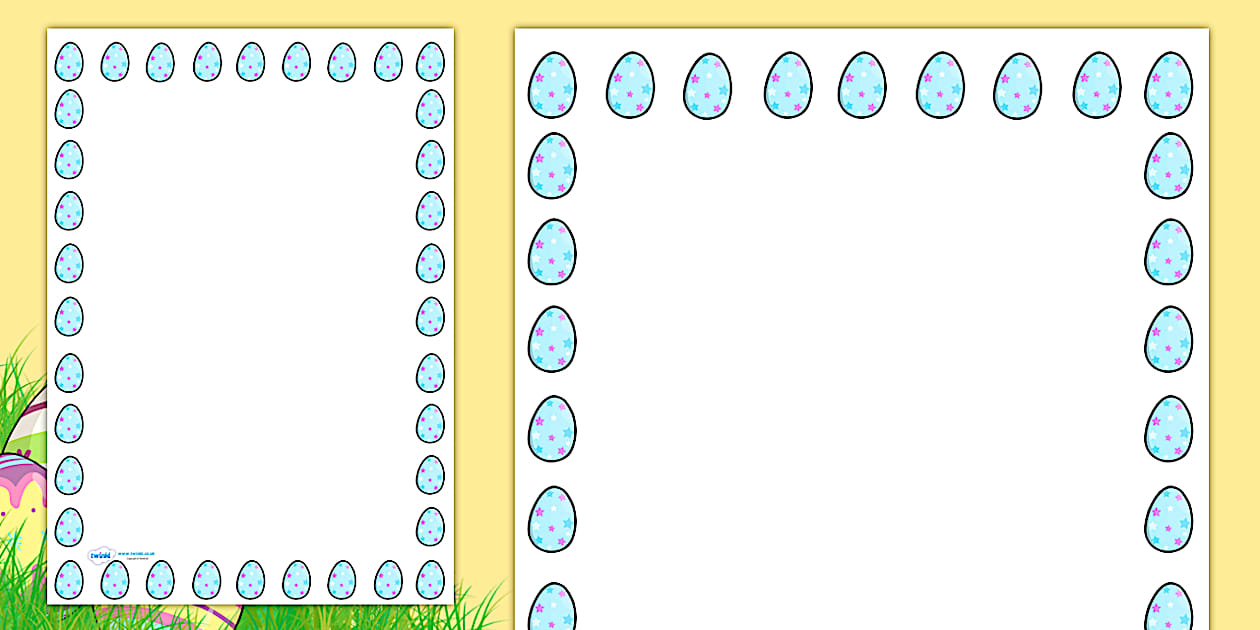 Editable Star Easter Egg Portrait Page Borders - Twinkl