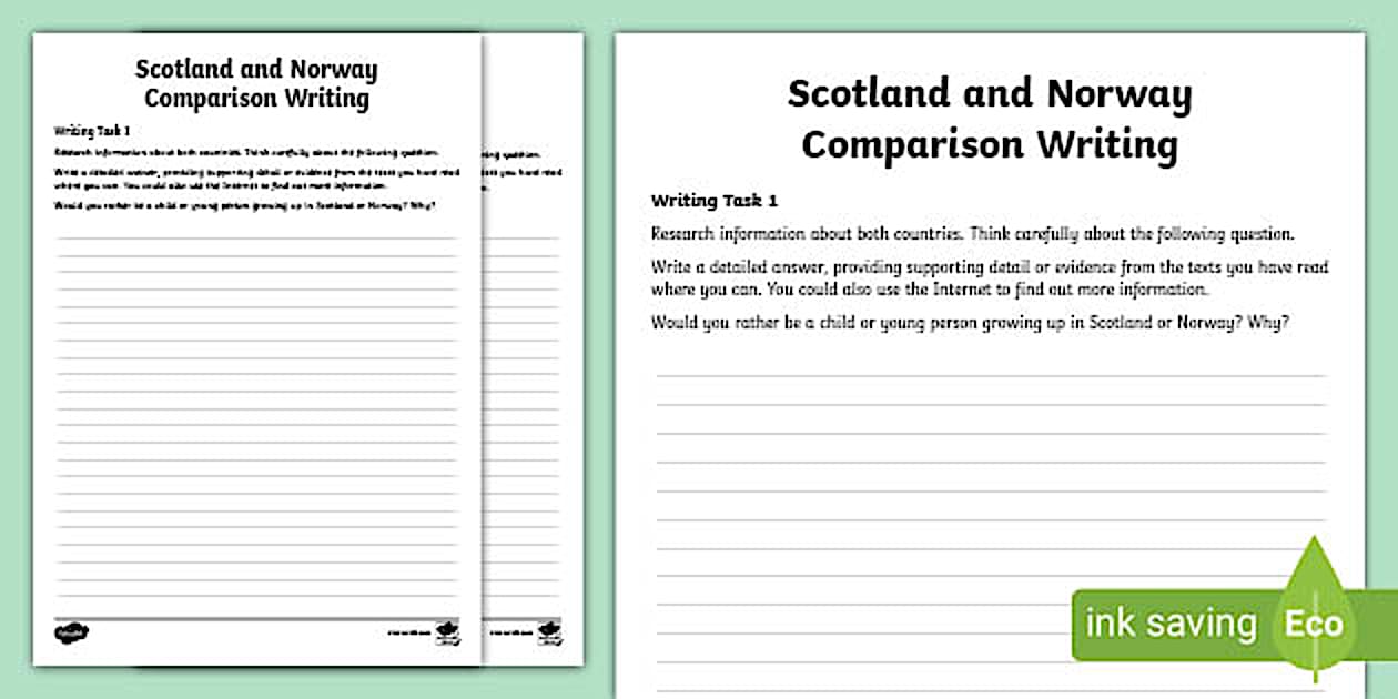 Scotland and Norway Comparison Writing Activity Sheet
