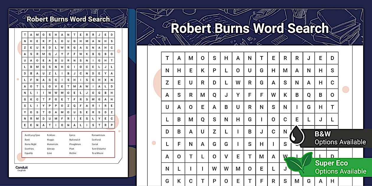Robert Burns Word Search (Teacher-Made) - Twinkl