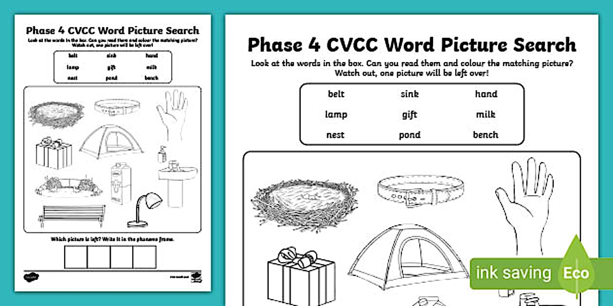 Phase 4 CVCC Word Picture Search Activity (teacher made)