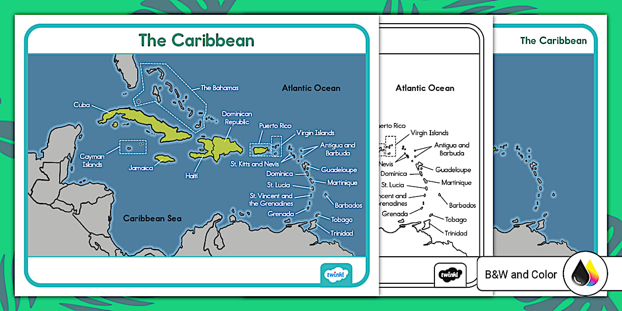 Caribbean Map Poster for K-2nd Grade (teacher made) - Twinkl