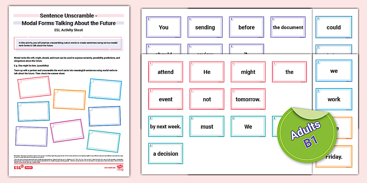 ESL Sentence Unscramble (teacher made) - Twinkl