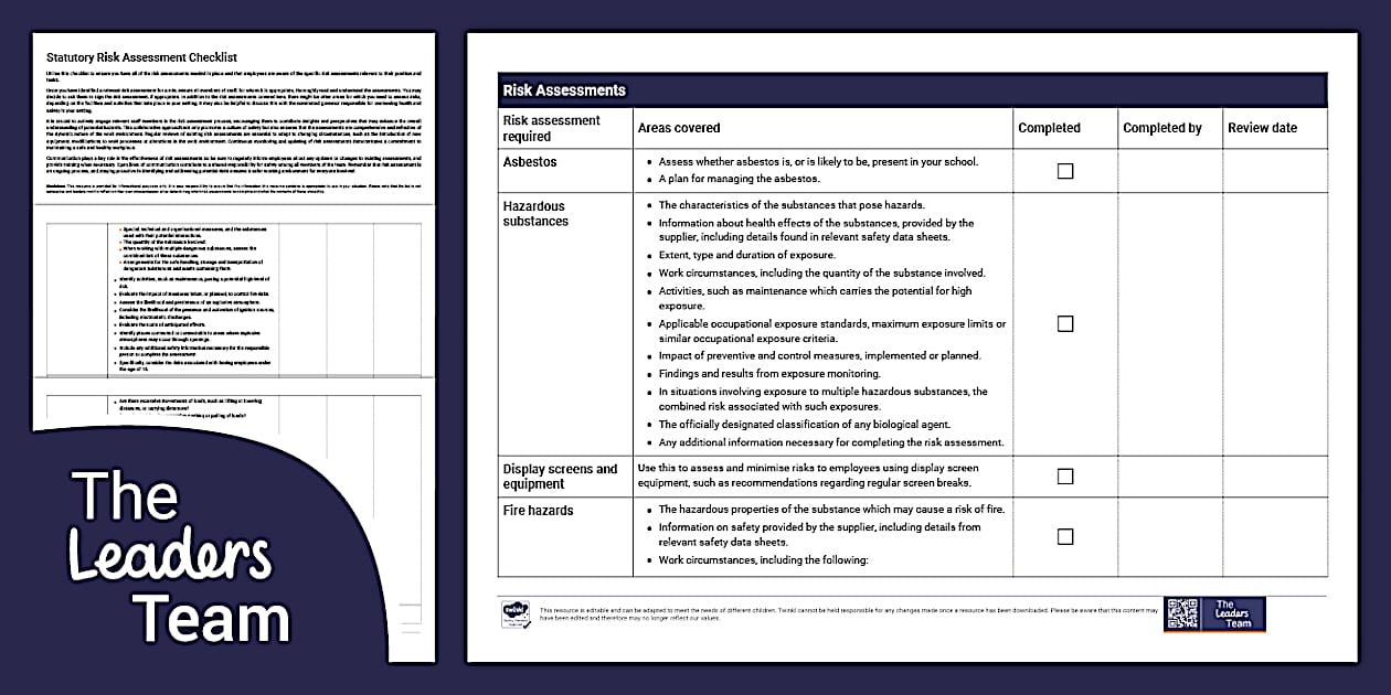 Statutory Risk Assessment Checklist - SLT