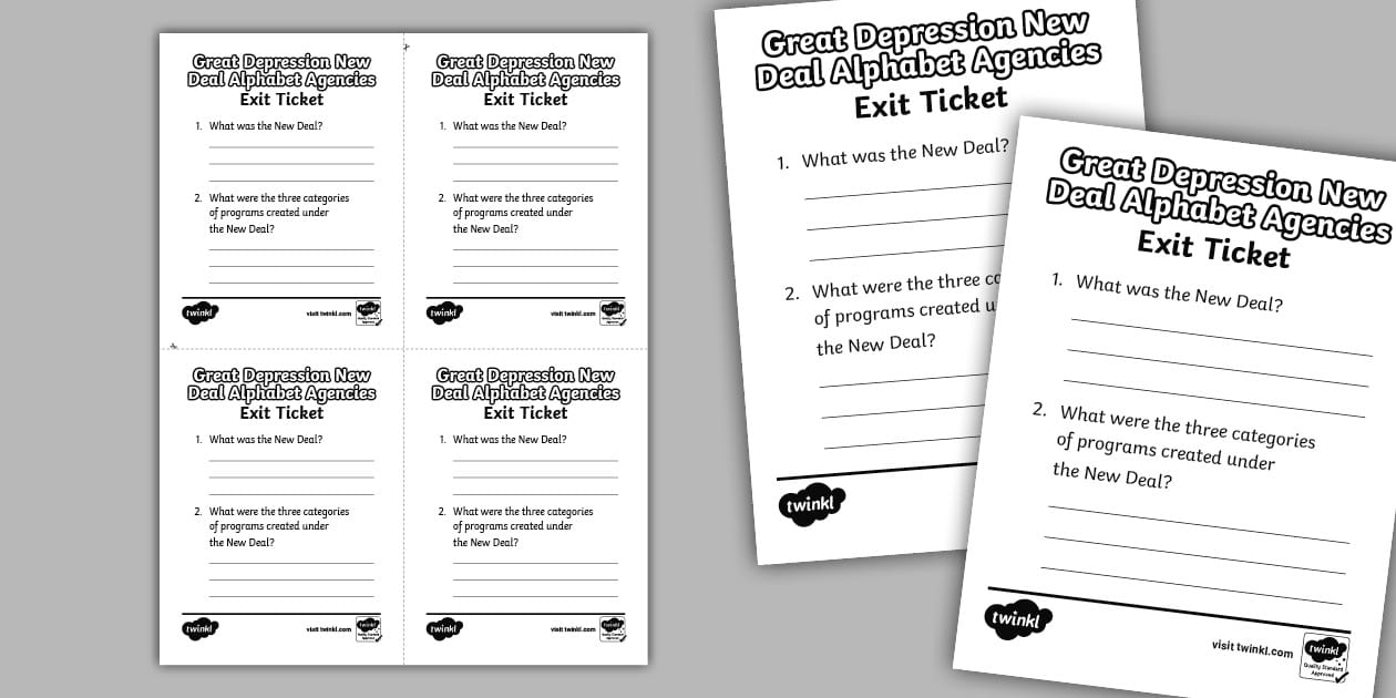 Great Depression New Deal Alphabet Agencies Exit Ticket