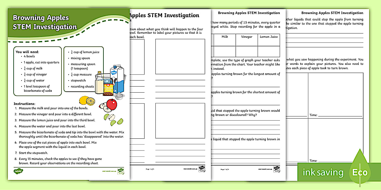 Browning Apples STEM Investigation | Year 2 Food Resources
