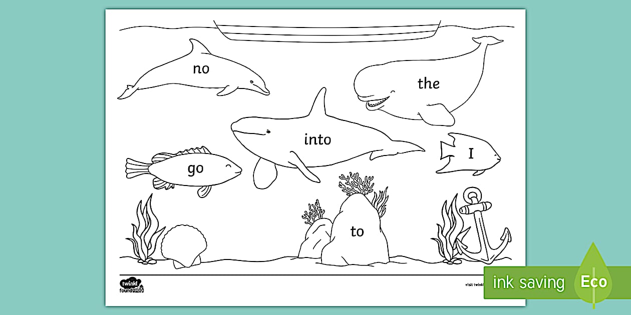 QLD Phase 2 Under the Sea Tricky Word Colouring Assessment Sheet