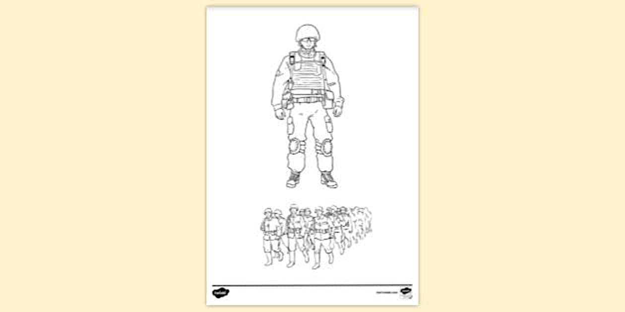 Colouring Page of Army Men | Colouring Sheets (teacher made)