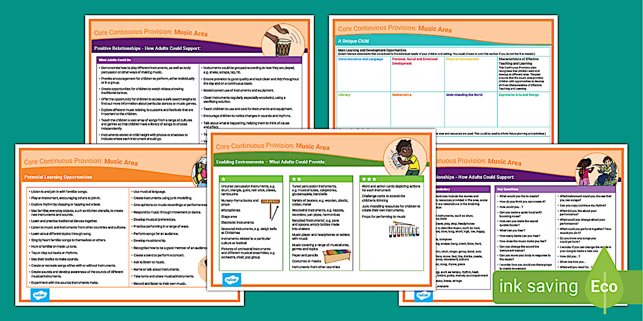 EYFS Music Area Core Continuous Provision Poster (Ages 3-5)