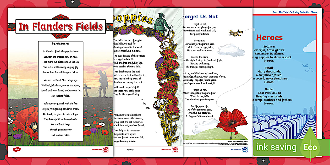 KS2 Poems about Poppies for Remembrance Day Poetry Pack