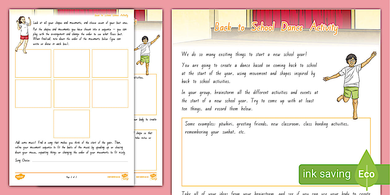 Back to School Dance Activity Worksheet (teacher made)
