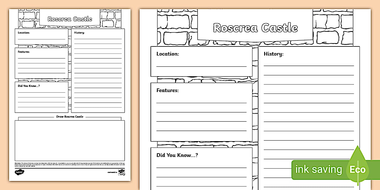 Roscrea Castle Fact File Template (teacher made) - Twinkl
