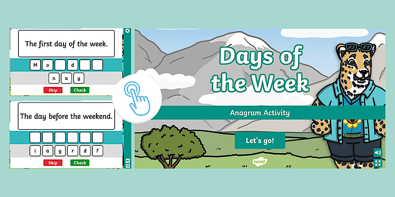 KS1 English Days of the Week Anagram Game