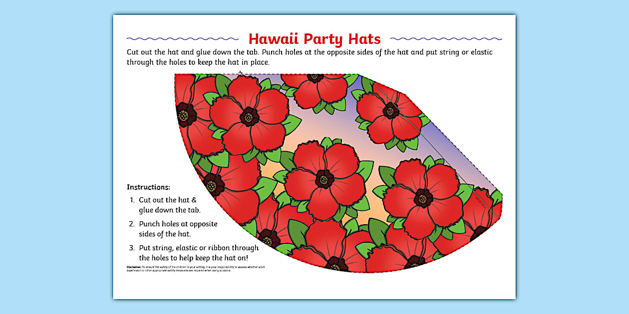 Hawaii Party Hats (teacher made) - Twinkl