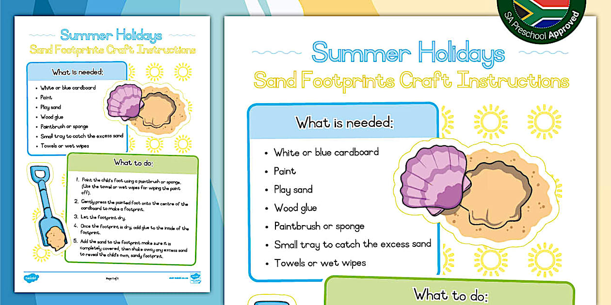 Preschool Summer Holidays: Sand Footprints Craft Instruction