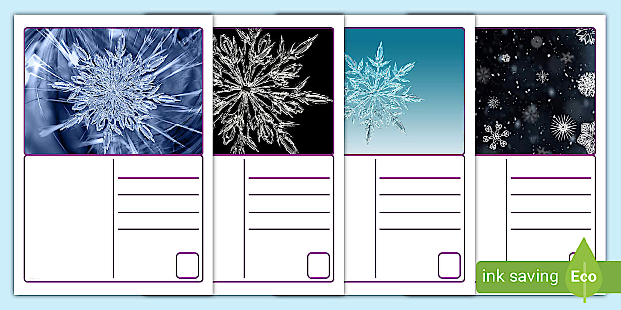 Printable Snowflake Postcards (Teacher-Made) - Twinkl