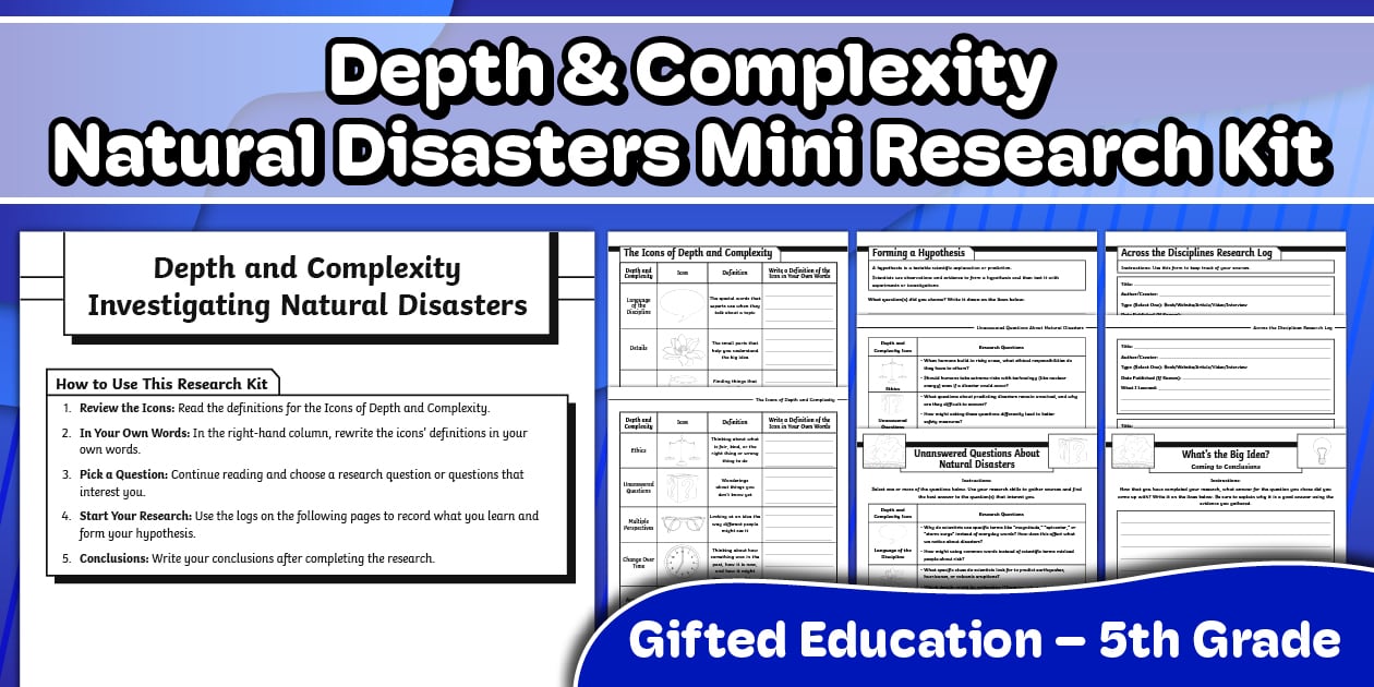 Depth and Complexity Natural Disasters Research Kit