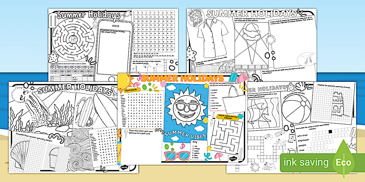 Summer Holidays Activity Mats Pack - Years 3-6 - Twinkl