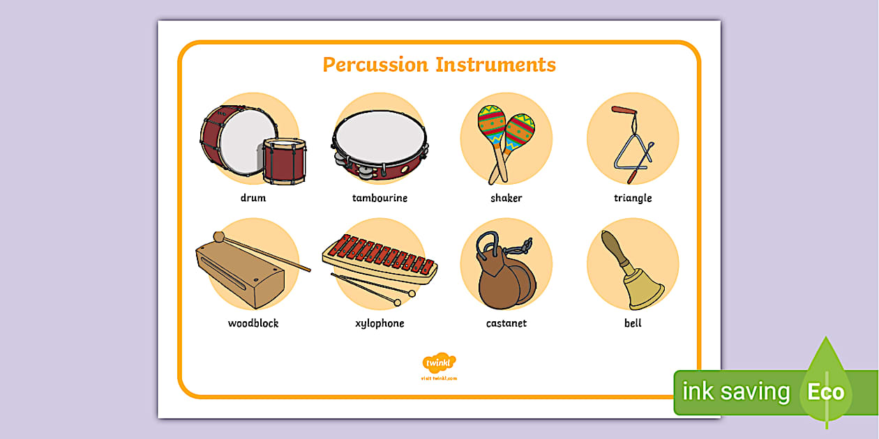 Cursive Percussion Instruments Word Mat (teacher made)
