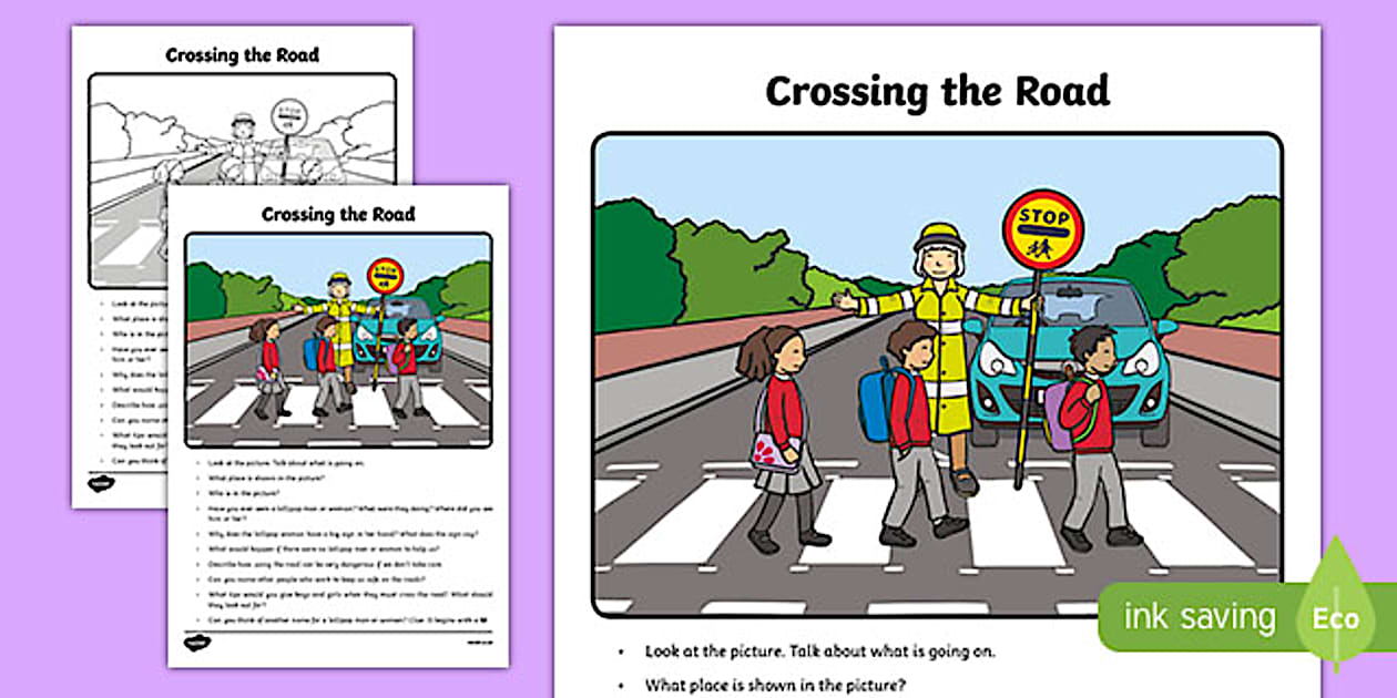 Crossing the Road Oral Language Worksheet / Worksheet-Irish, worksheet