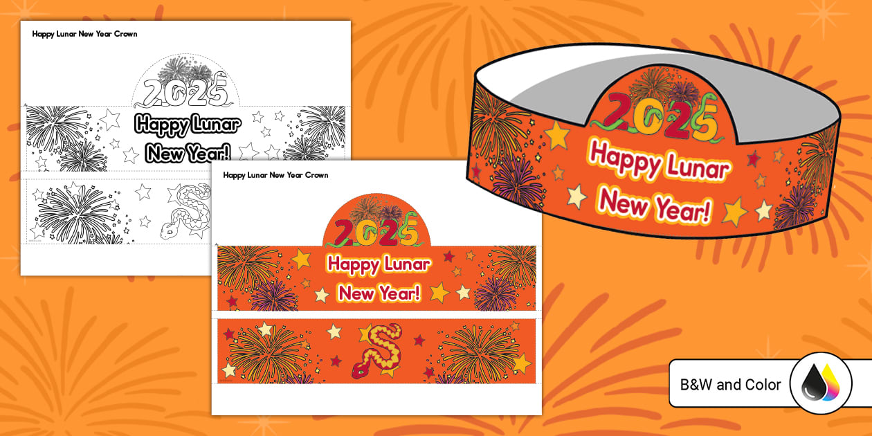 Happy Lunar New Year Crown (teacher made) - Twinkl
