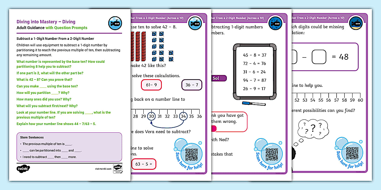 👉 Year 2 Diving into Mastery: Step 12 Subtract a 1-Digit Number from a ...