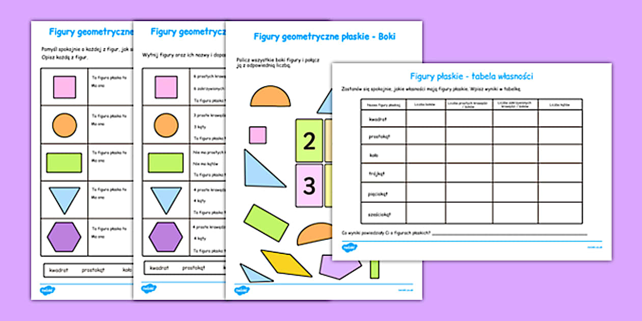 Black and White Properties of 2D Shapes Worksheets Polish