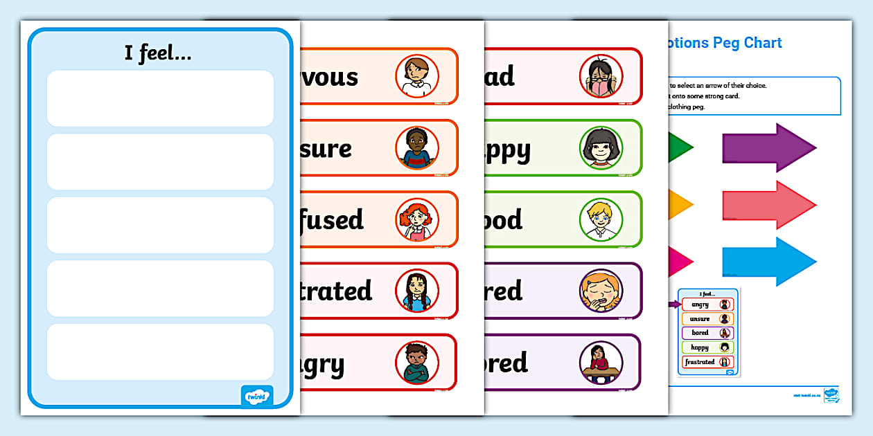 Emotions Peg Chart (teacher made) - Twinkl