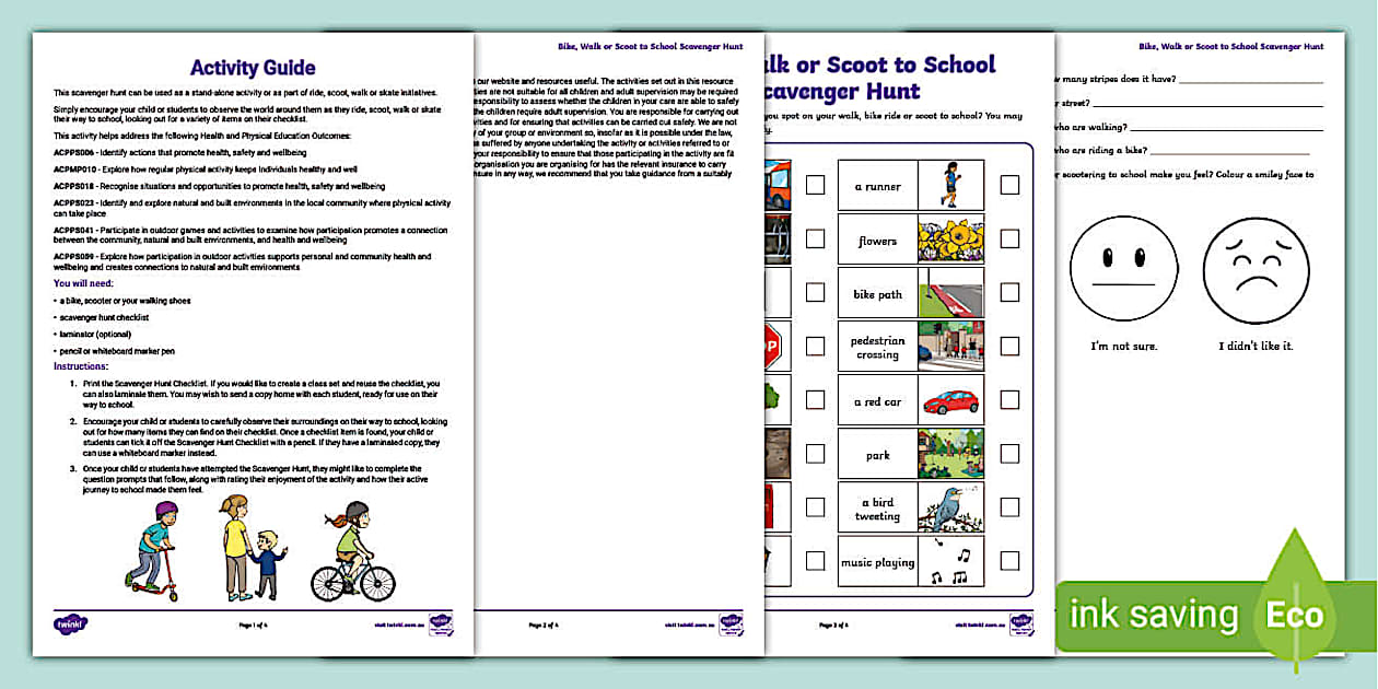 Bike Walk or Scoot to School Scavenger Hunt