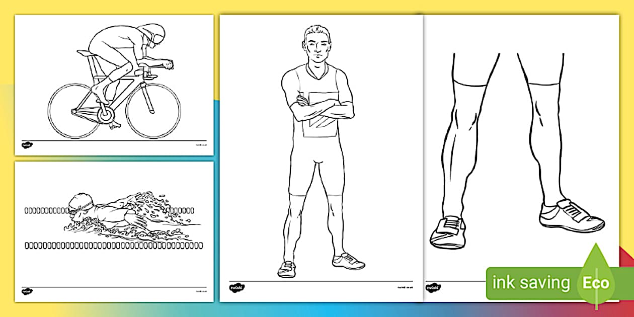 Editable Triathlon Colouring Sheets (teacher made) - Twinkl