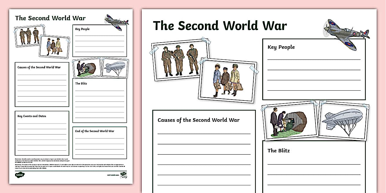 The Second World War Fact File Template (teacher made)