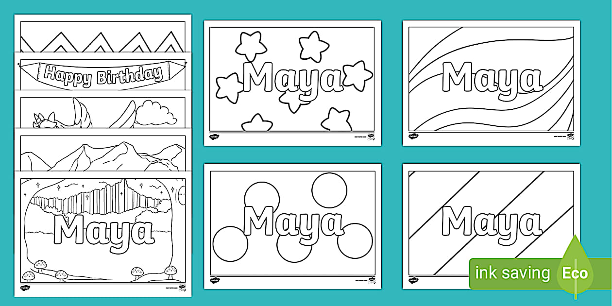Maya Name Simple Colouring Activity Sheets (teacher made)