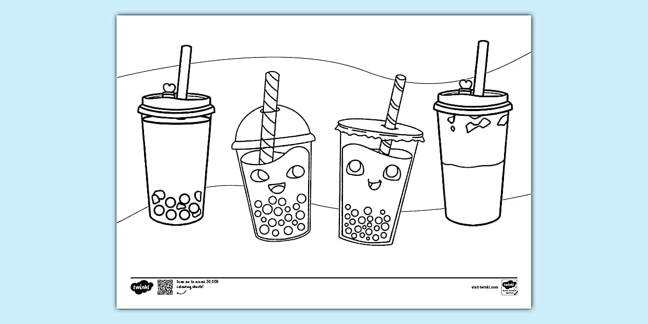 Bubble Tea Colouring Sheet (teacher made) - Twinkl