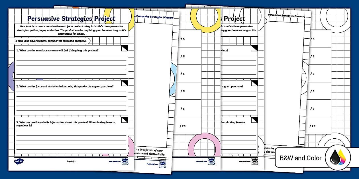 Persuasive Strategies Project for 6th-8th Grade - Twinkl