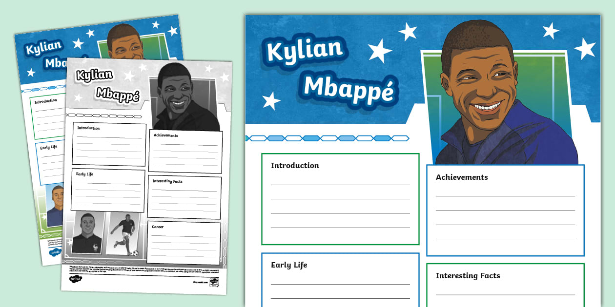 Kylian Mbappé Fact File Template (Teacher-Made) - Twinkl