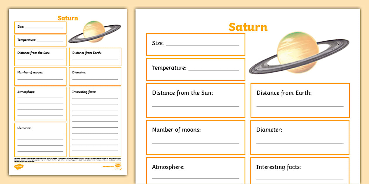 Saturn Fact File Template - Twinkl Science - Twinkl