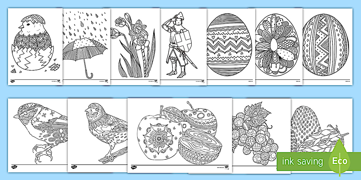 KS2 April Coloring Pages (Teacher-Made) - Twinkl