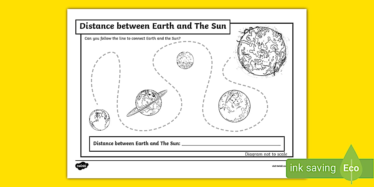 Distance From Earth to the Sun Tracing Activity - Twinkl