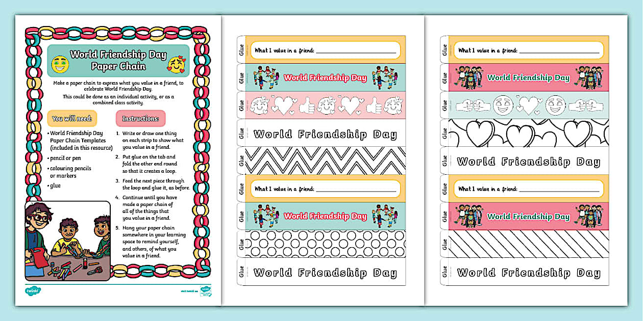 World Friendship Day - Friendship Paper Chain - Twinkl