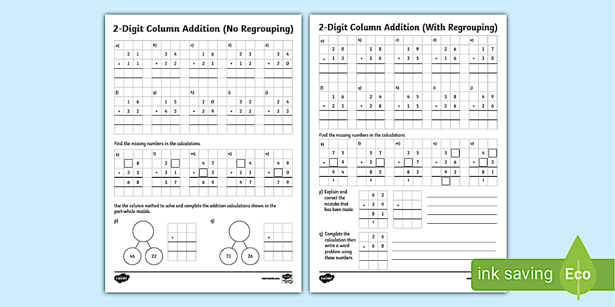 2-Digit Vertical/Column Addition | KS2 Maths (teacher made)