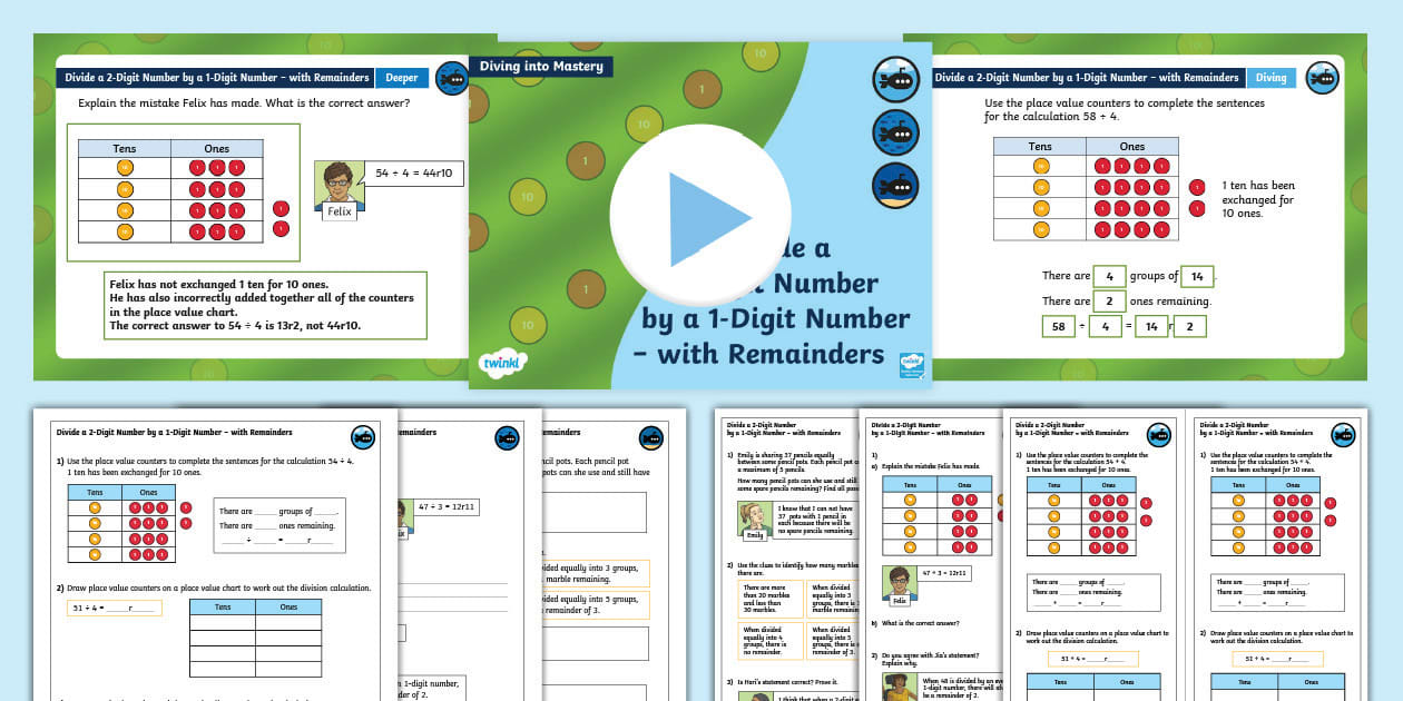 👉 Y3 Step 9 Divide 2-Digit Number by 1 Digit – with Remainders