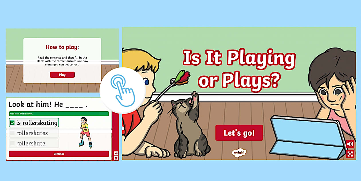 Present Simple or Present Continuous Interactive Game for Children