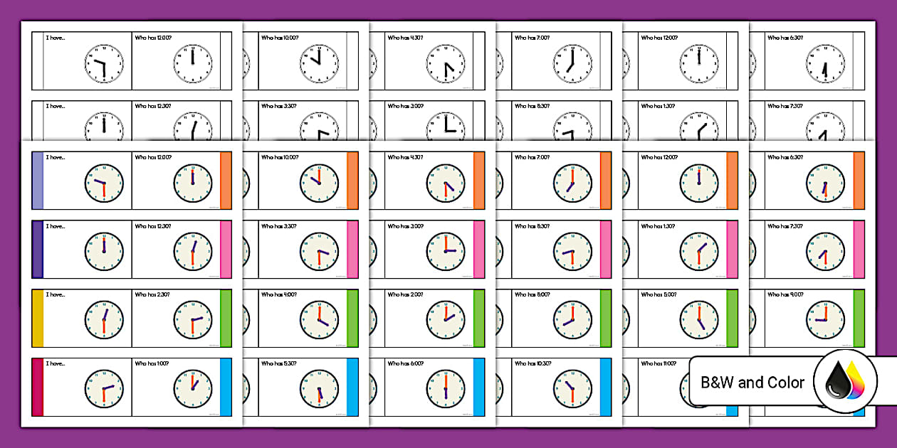 Telling Time I Have, Who Has Game (teacher made) - Twinkl