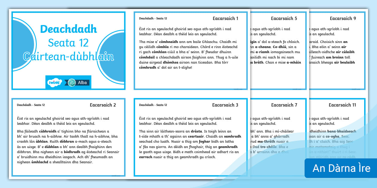 Deachdadh - Seata 12 – Cairtean-dùbhlain