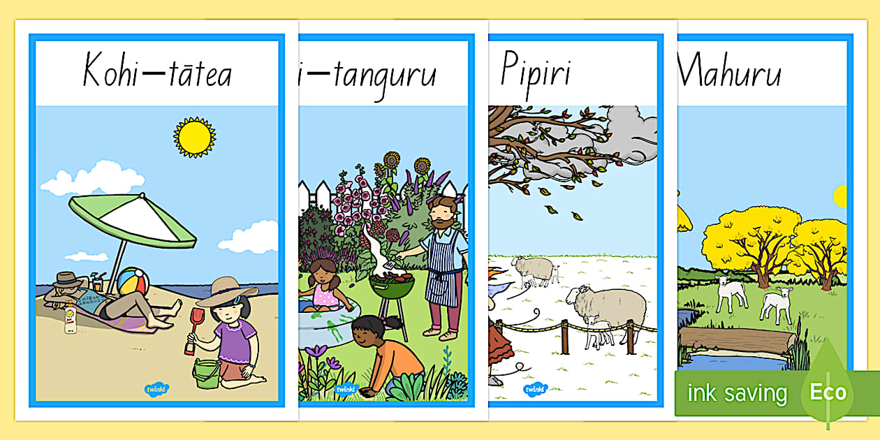 NZ Months of the Year Seasons Display Posters Te Reo Māori
