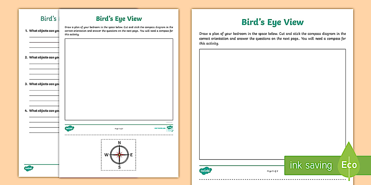Editable Bird's-Eye View Worksheet (teacher made) - Twinkl