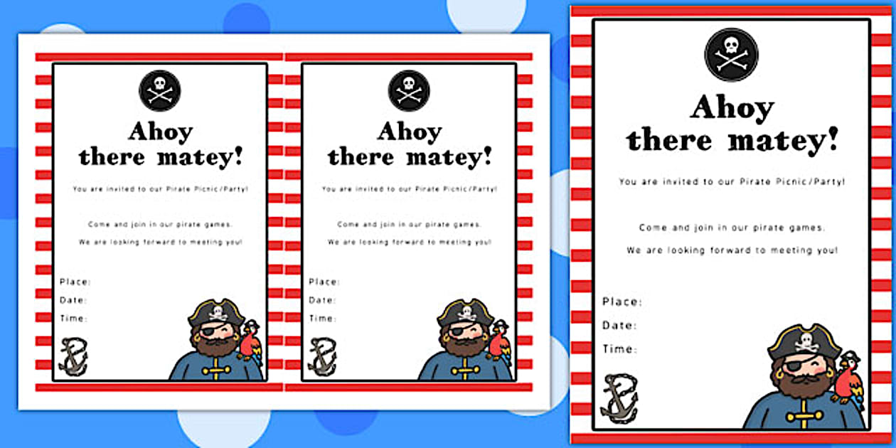 Editable Pirate Themed Picnic and Party Invitation Template