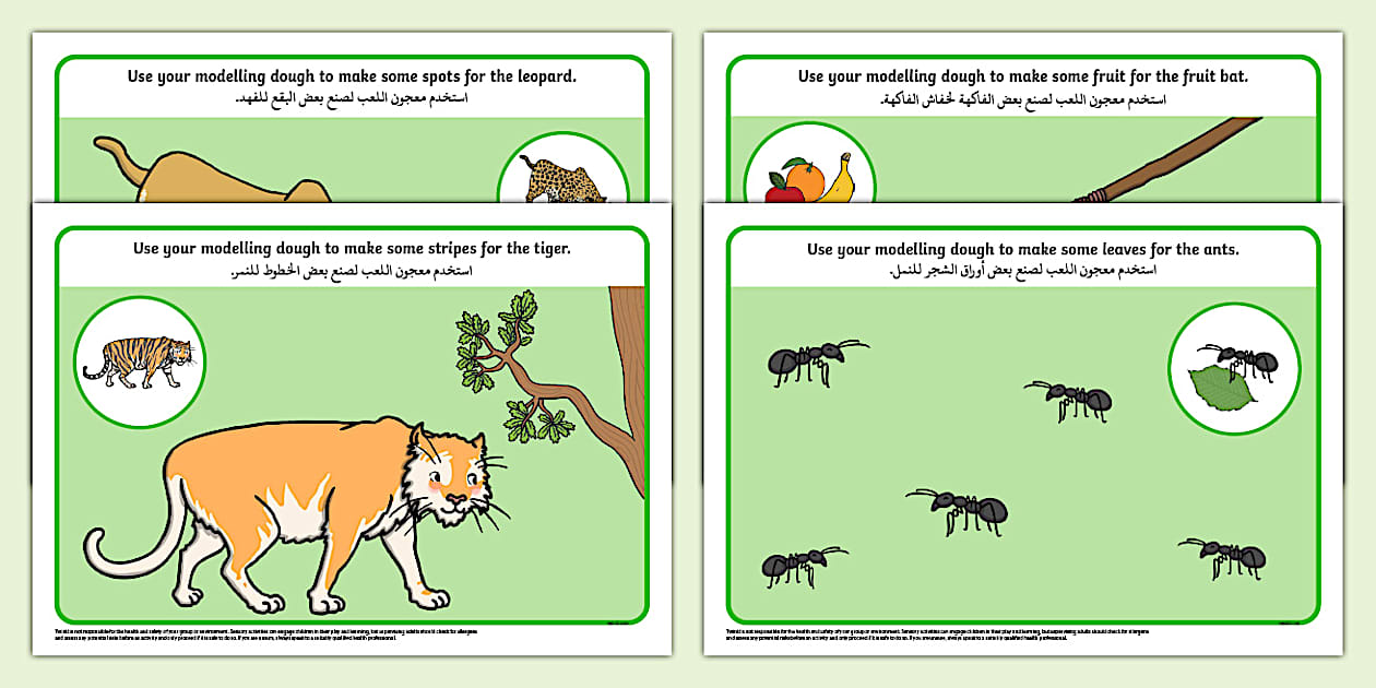 Jungle and Rainforest Modelling Dough Mats Arabic Translation