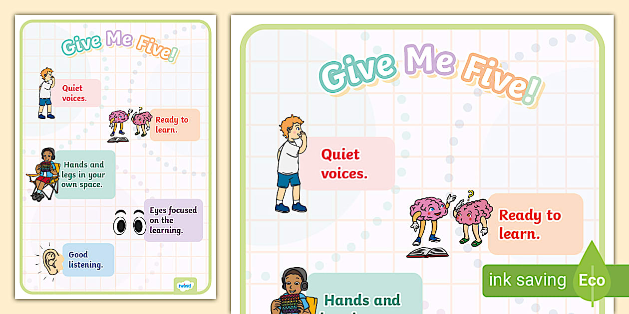 Give Me Five Display Poster (teacher made) - Twinkl